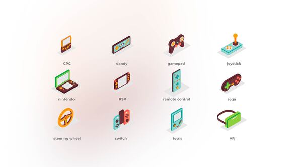 Games Isometric Icons After Effects Project Files Videohive